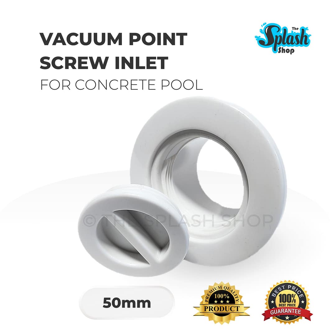 Vacuum Point Screw Inlet with Cover - For Concrete Pool - The Splash Shop