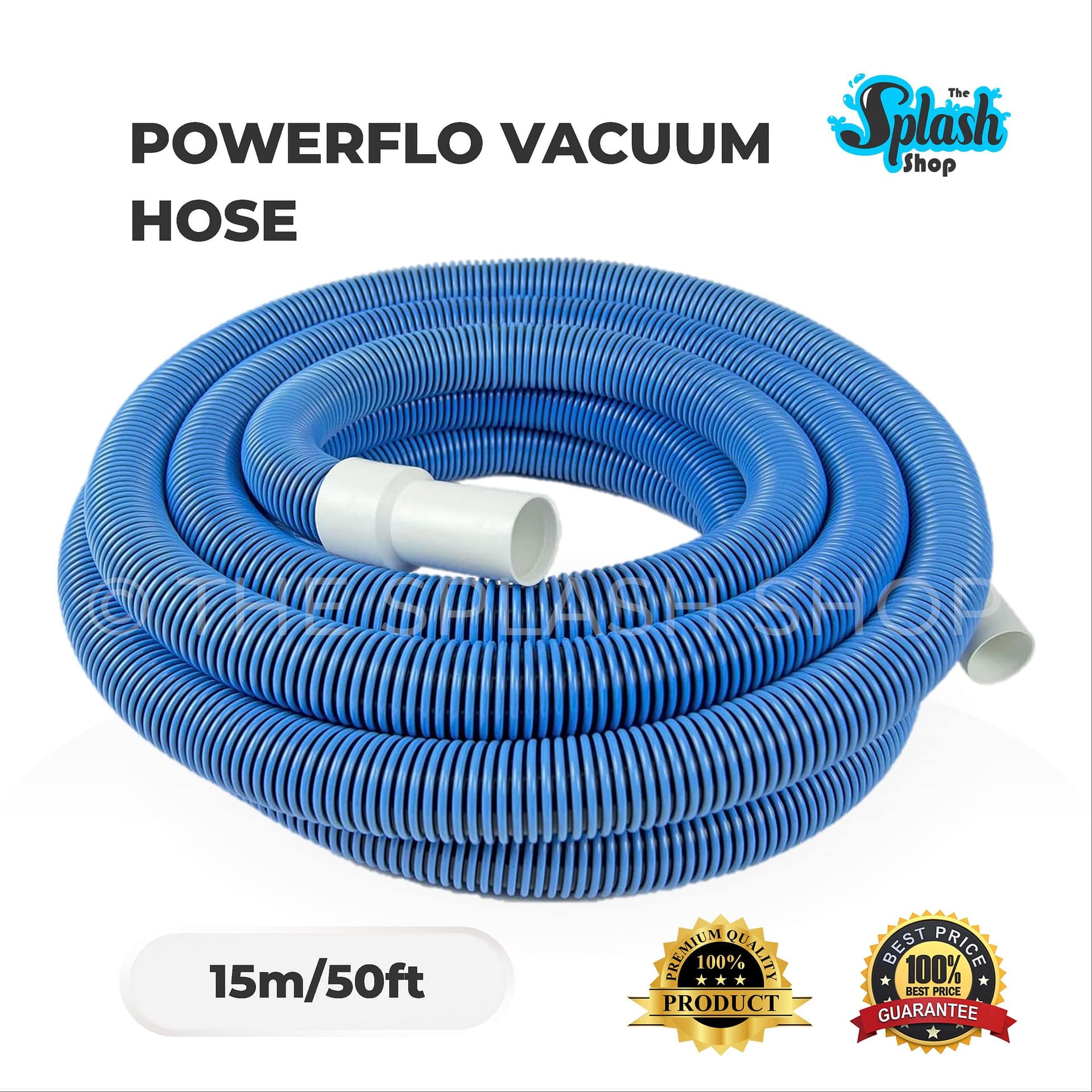 POWERFLO Vacuum Hose - Swimming Pool Hose - 50ft / 15m - The Splash Shop