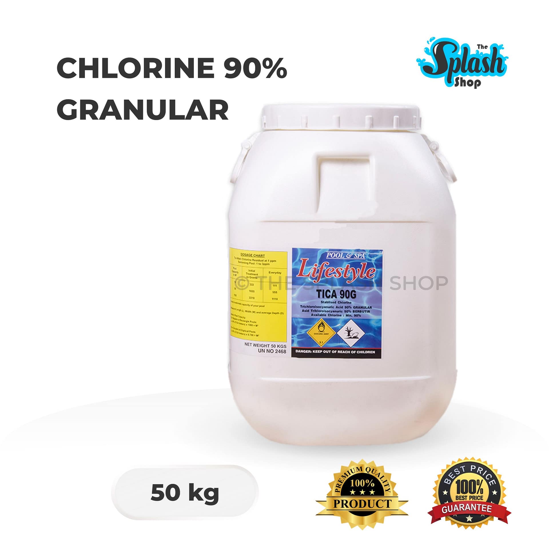 Chlorine 90% Granular - 50KG - The Splash Shop